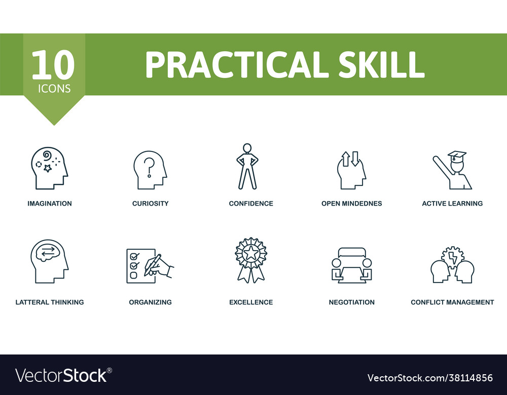 Practical Skill Icon Set Contains Editable Icons Vector Image