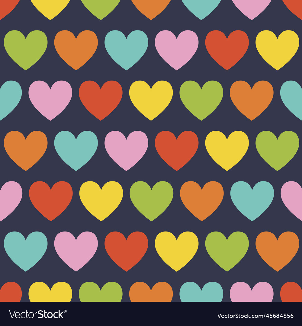 Rainbow colored hearts seamless pattern Royalty Free Vector