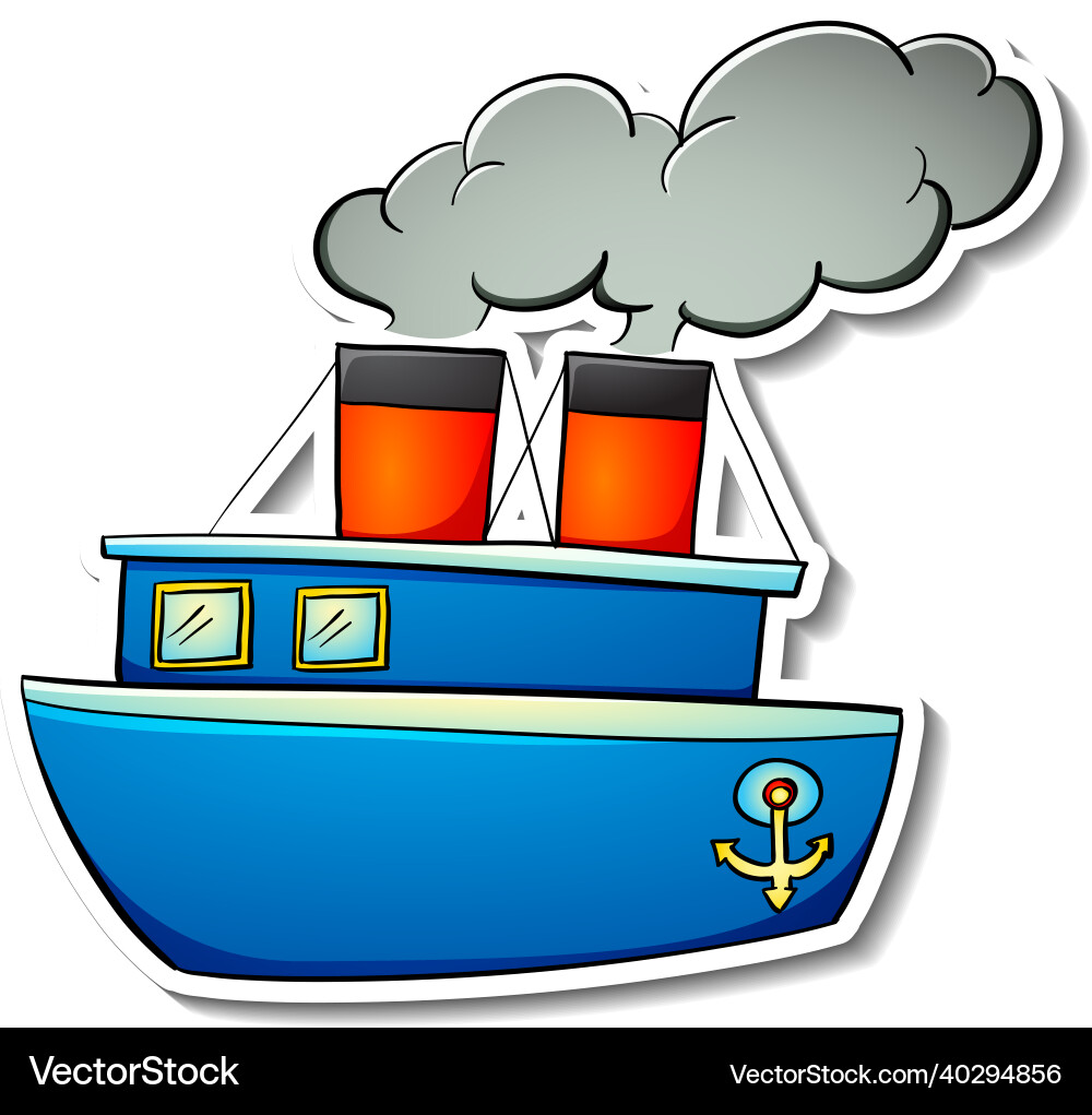 Ship toy cartoon sticker on white background Vector Image