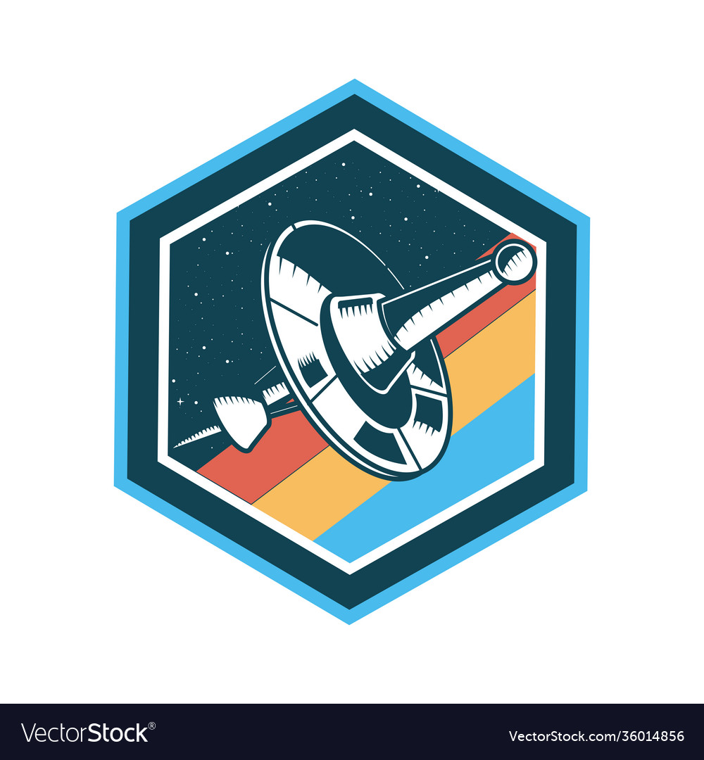 Space shuttle drawn in colorful frame Royalty Free Vector