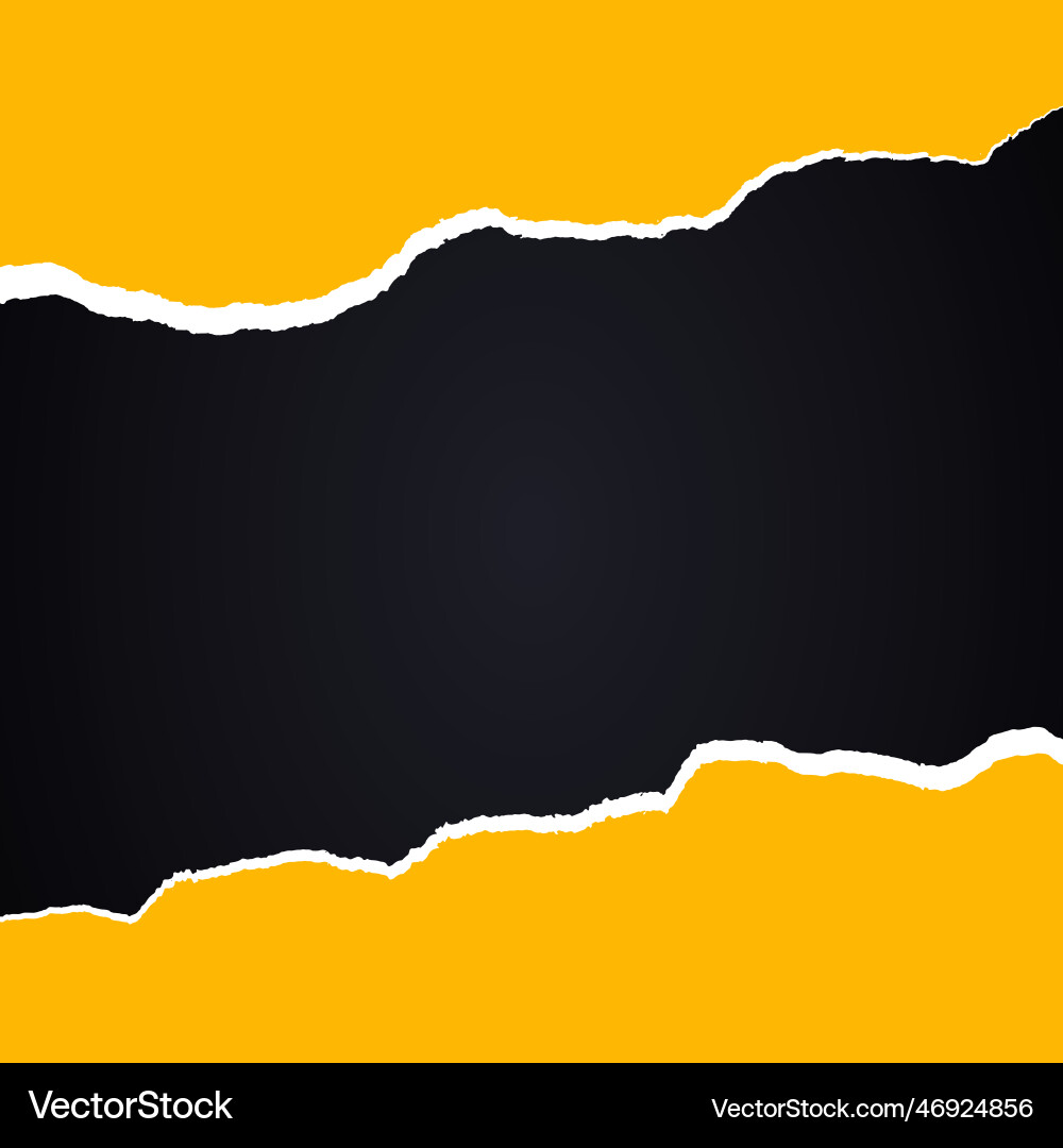 Yellow torn paper effect banner design with black Vector Image