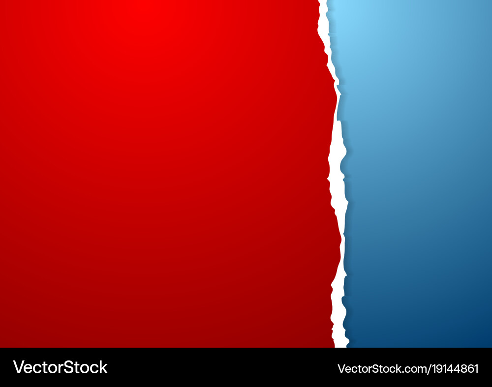 Blue and red paper background with ragged edge Vector Image
