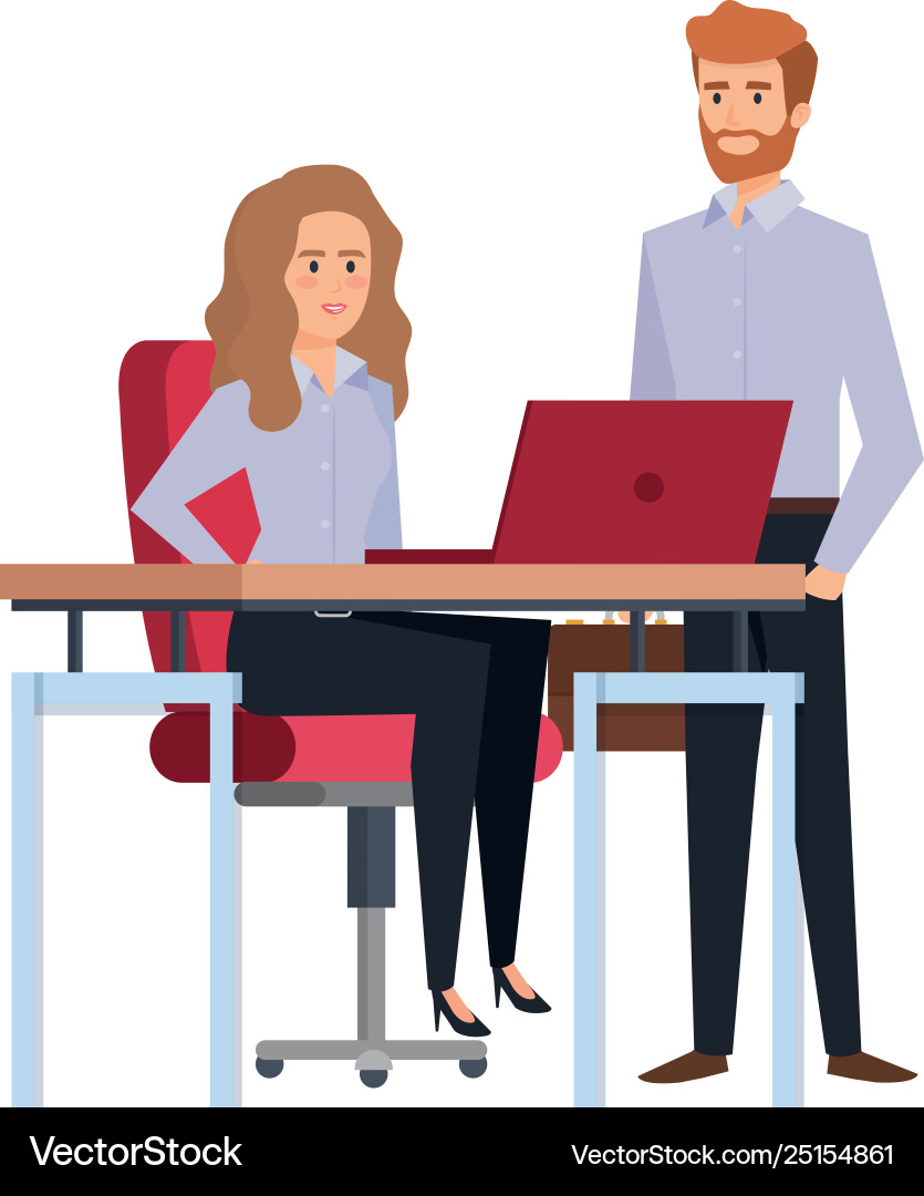 Business couple in workplace Royalty Free Vector Image