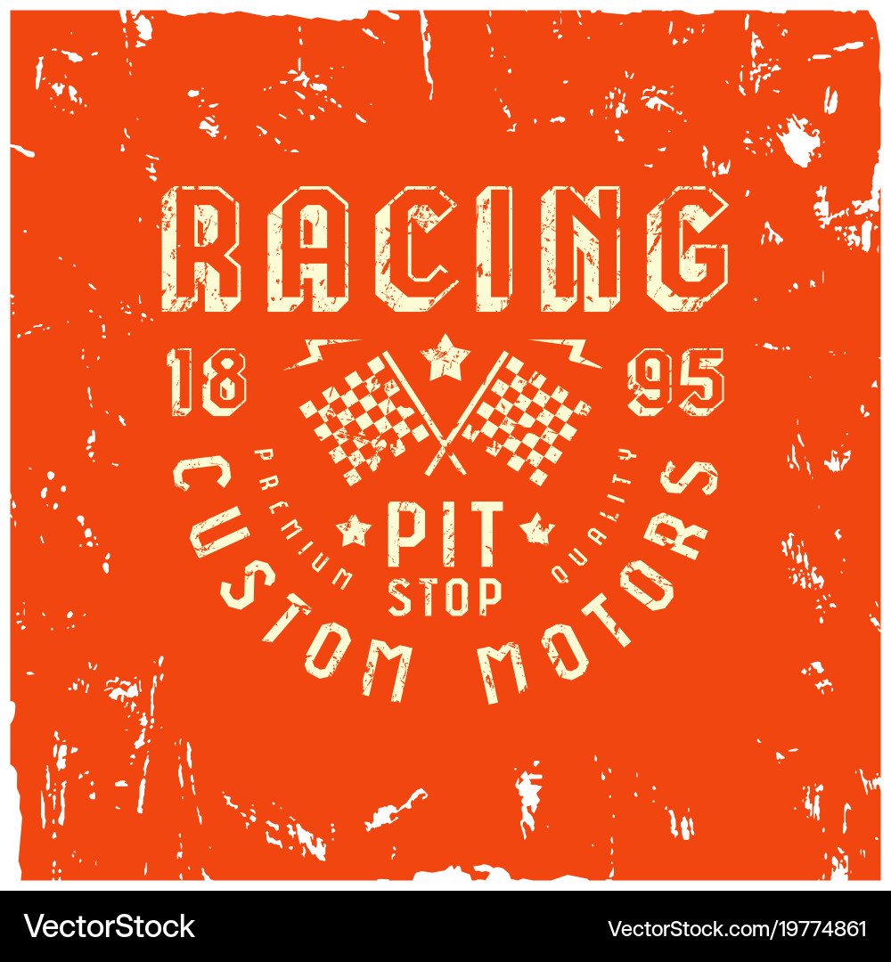 Car racing badge in retro style Royalty Free Vector Image