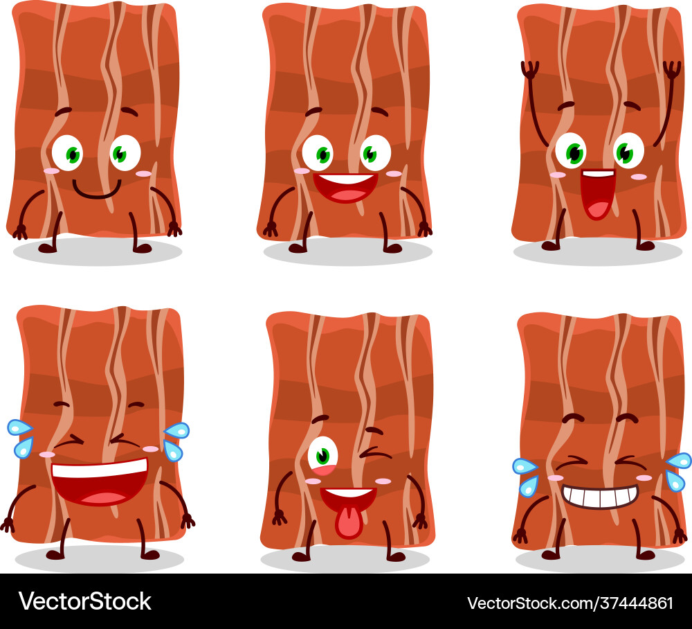 Character fried bacon with smile expression Vector Image
