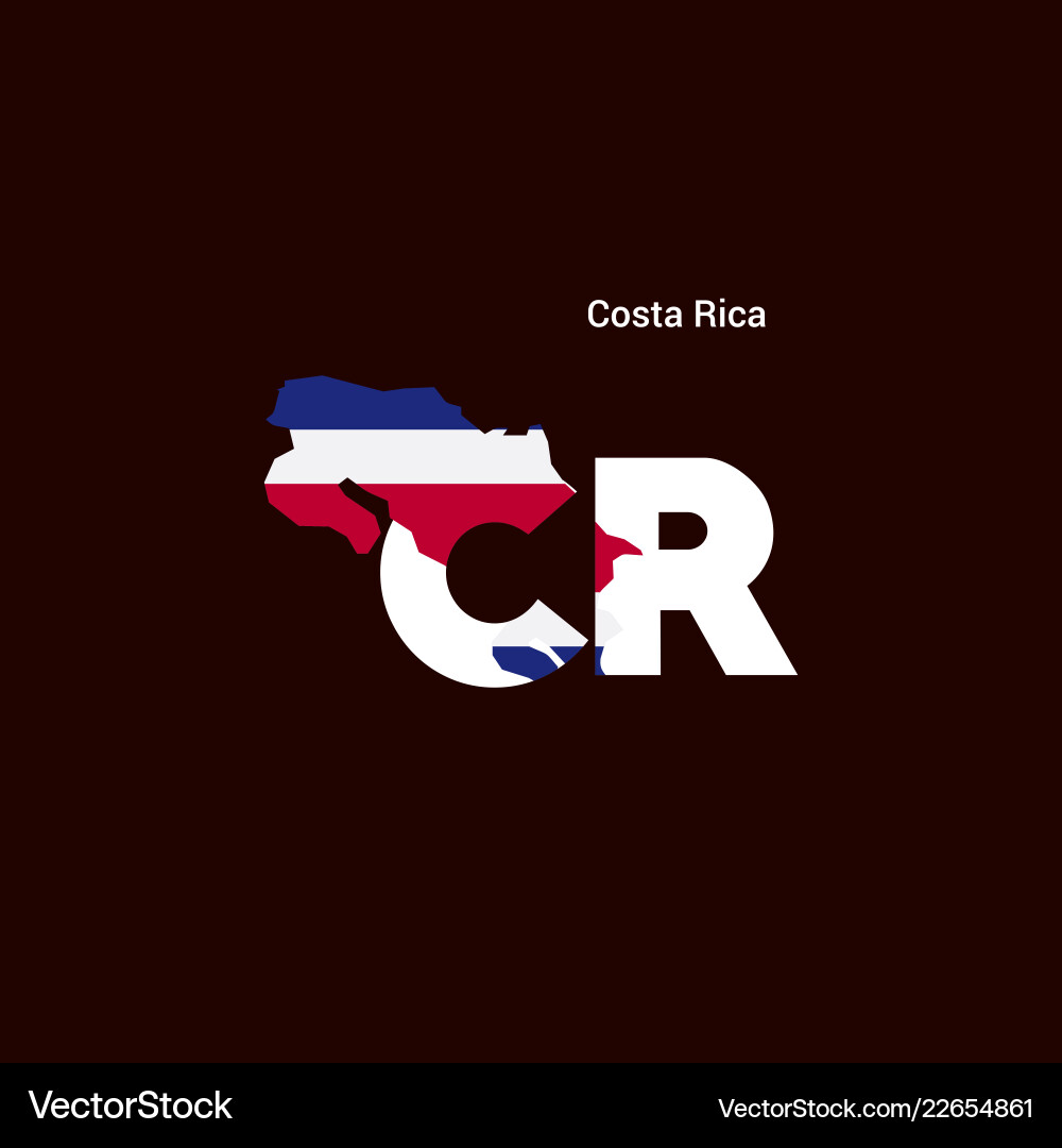 Costa rica initial letter country with map Vector Image