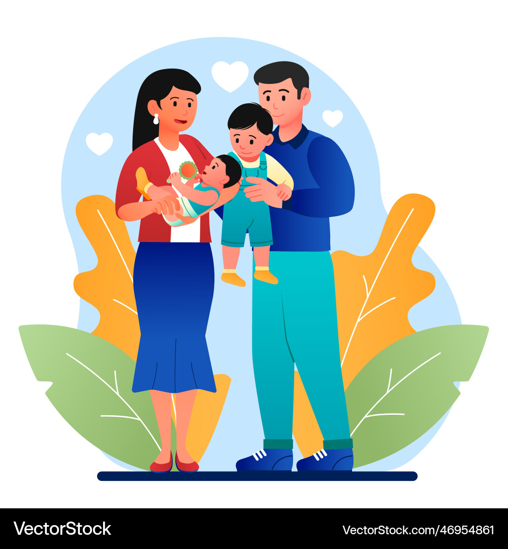 Family with kids Royalty Free Vector Image - VectorStock