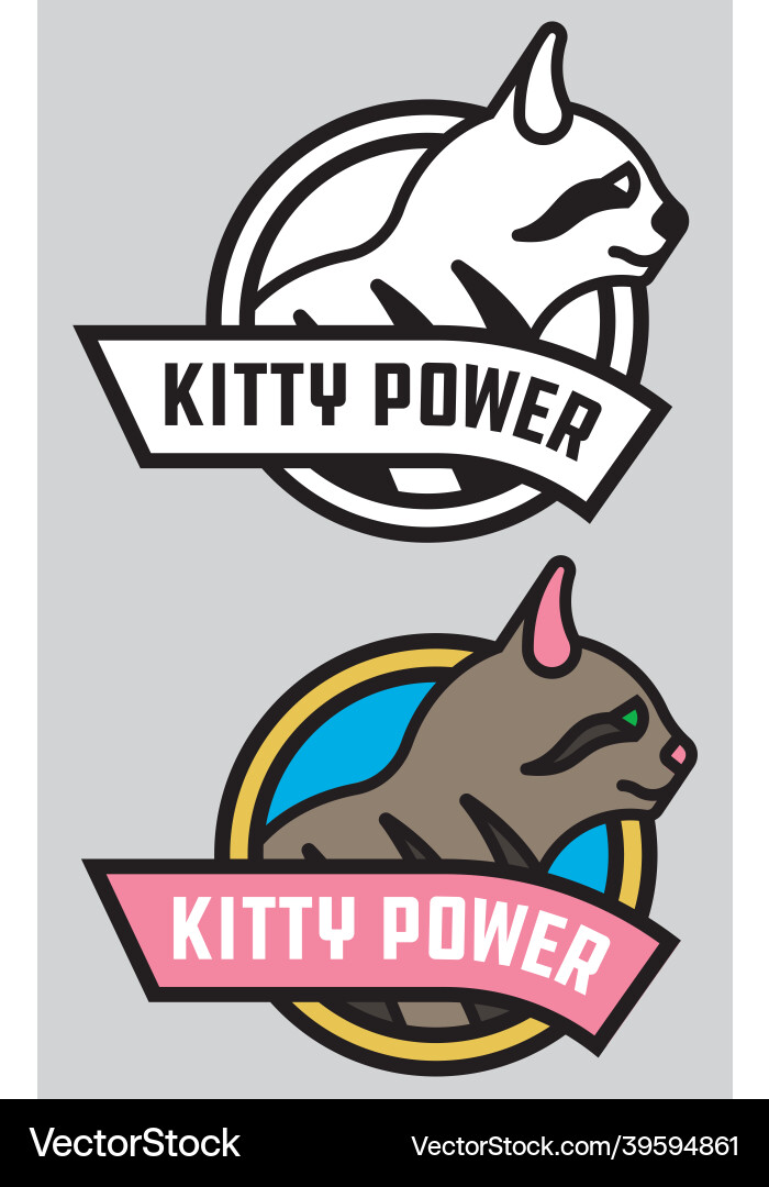 Kitty power cat or kitten badge or logo Royalty Free Vector
