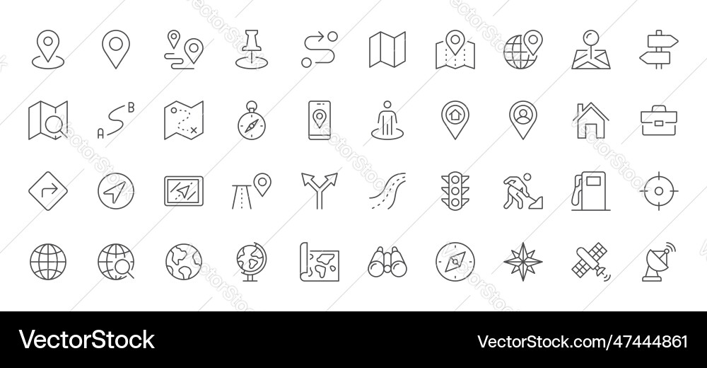 Navigationslinie Icons setzen Weg Weg Weg Vektorbild