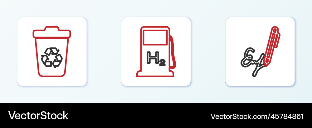 Set line signature recycle bin with recycle Vector Image