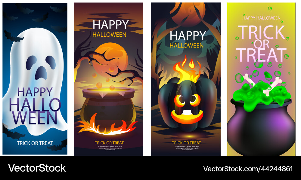 Set of four halloween vertical banner Royalty Free Vector