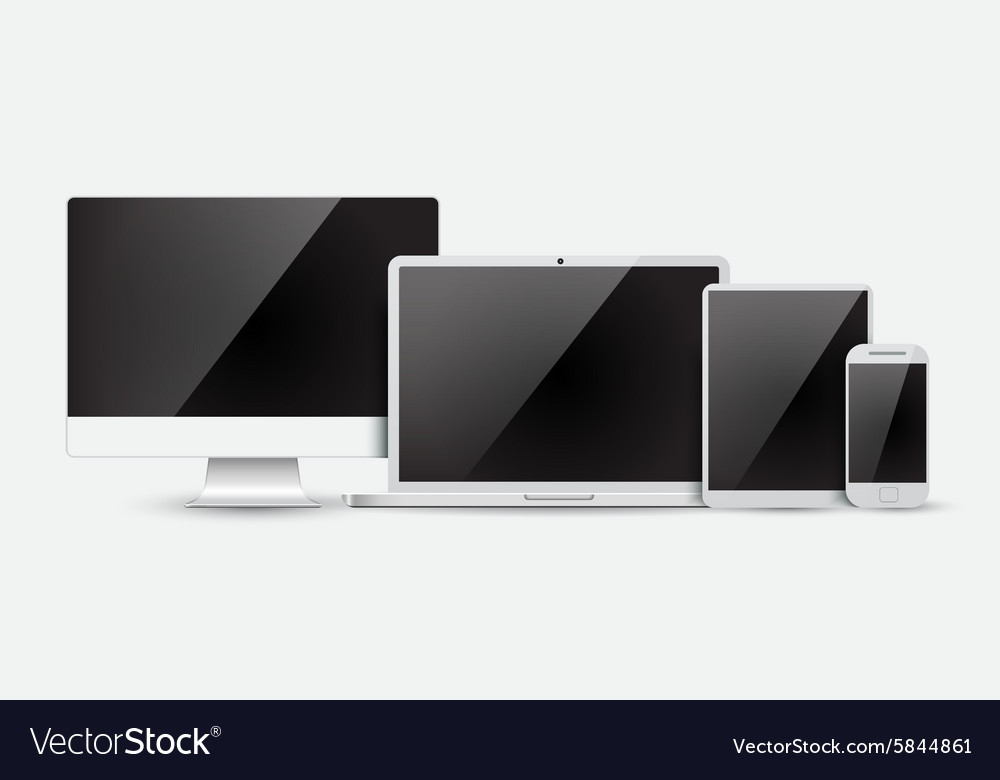 Set of realistic computer monitor laptop tablet Vector Image Set of realistic computer monitor laptop tablet Vector Image
