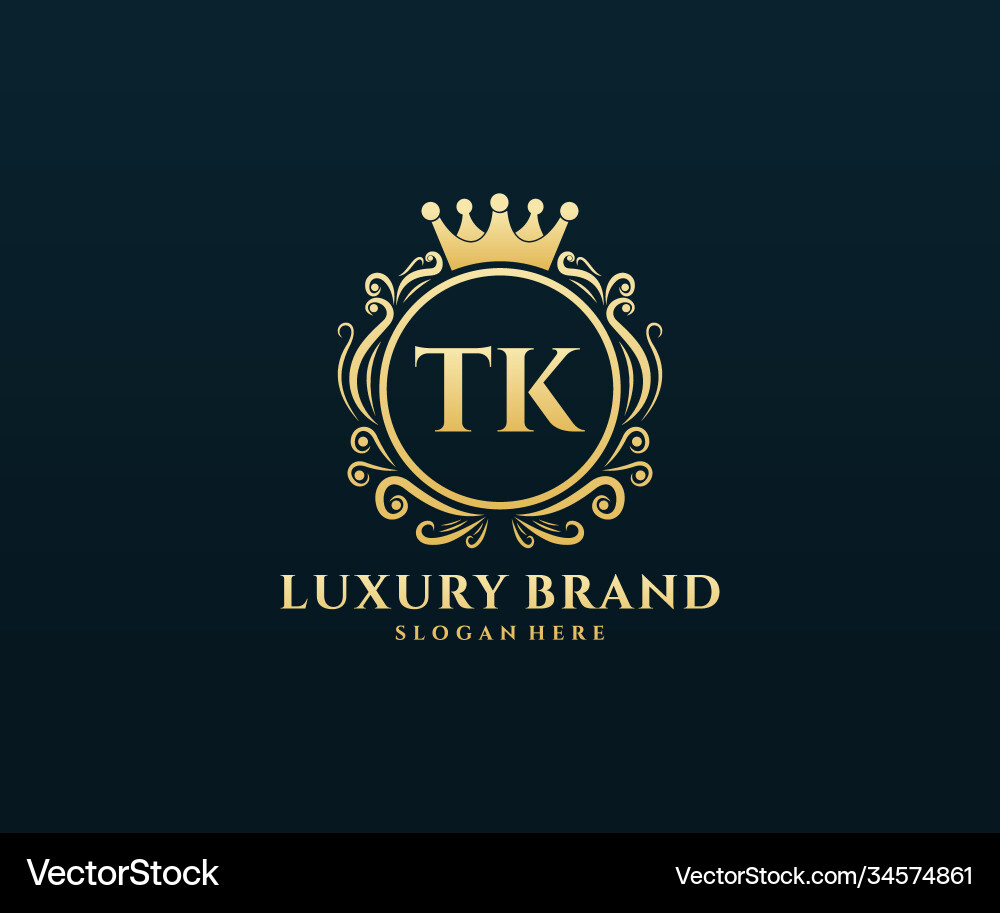 Tk initial letter gold calligraphic feminine Vector Image