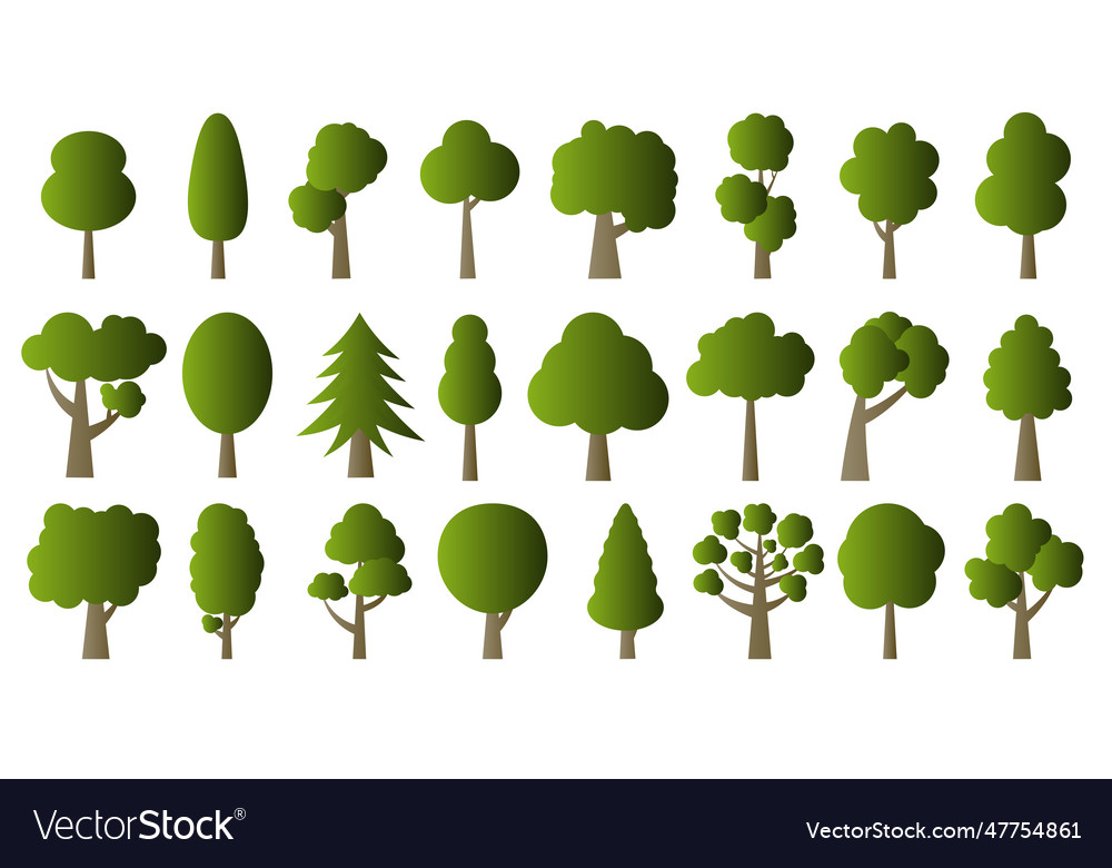Trees are colored with a gradient collection Vector Image