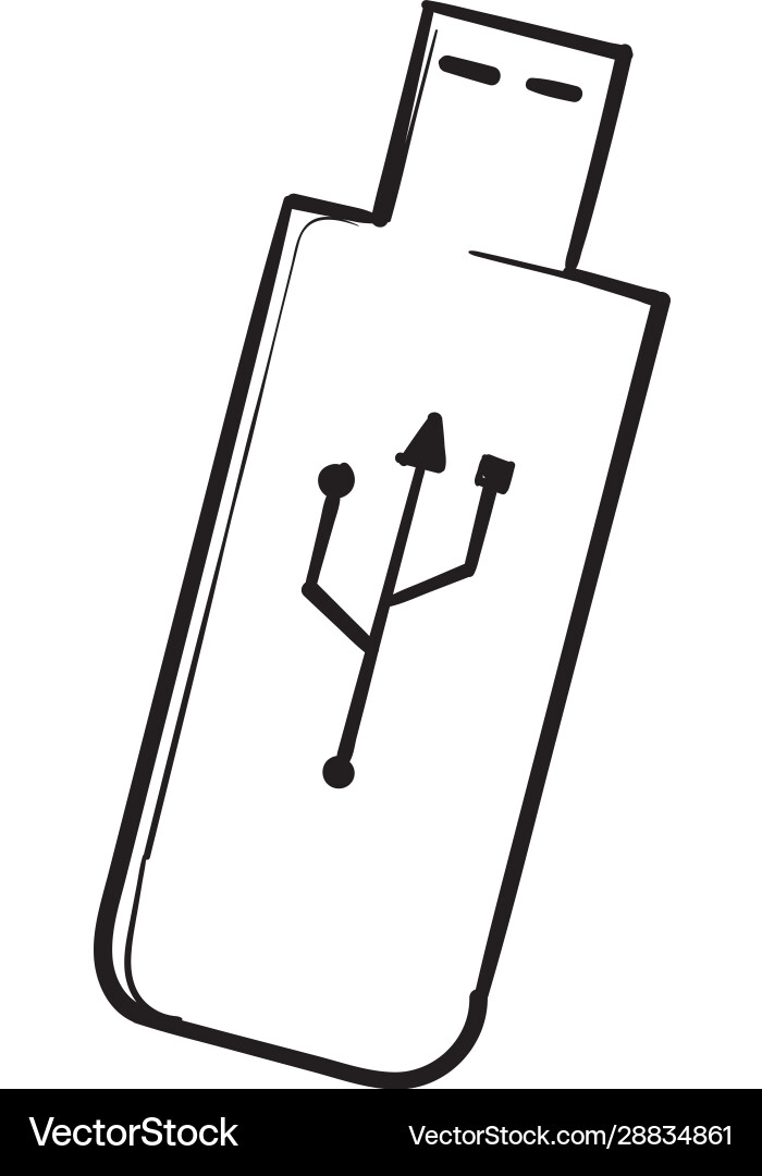 Usb icon flash drive icon symbol with hand drawn Vector Image