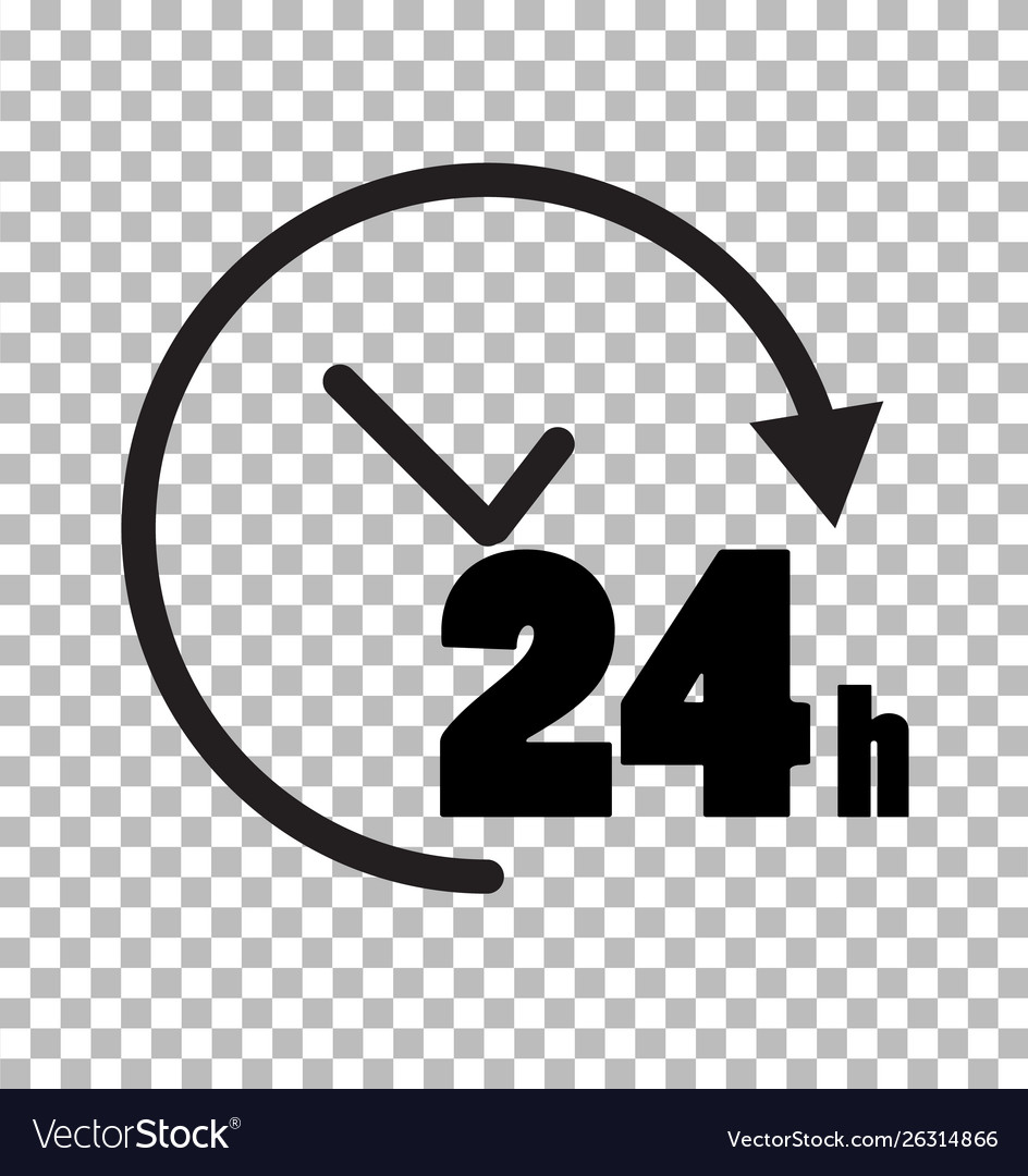 24 hours icon on transparent background 24 hours Vector Image 24 hours icon on transparent background 24 hours Vector Image