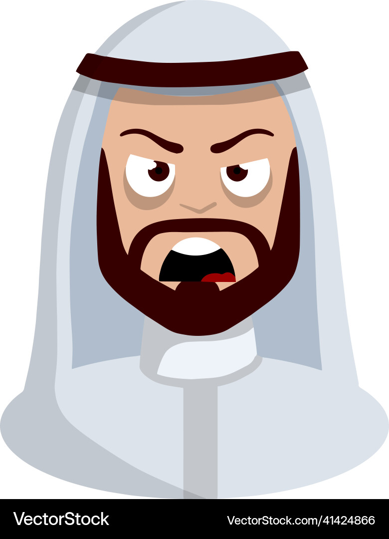 Angry face of arab man Royalty Free Vector Image