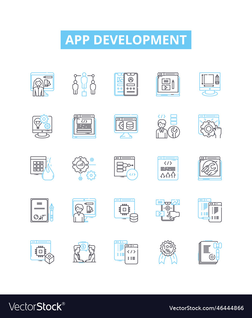 App development line icons set Royalty Free Vector Image App development line icons set Royalty Free Vector Image