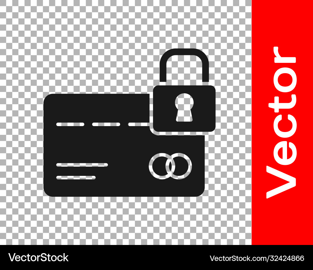 Black credit card with lock icon isolated Vector Image