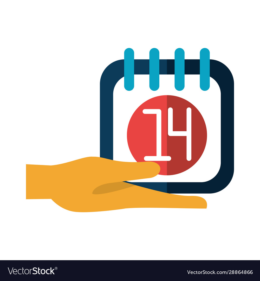 Calendar with number 14 valentines day Royalty Free Vector