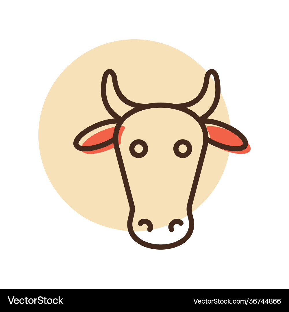 Cow flat icon animal head sign Royalty Free Vector Image
