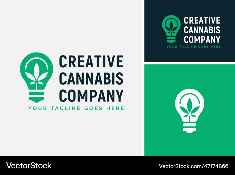 Electric light bulb lamp cannabis marijuana logo Vector Image