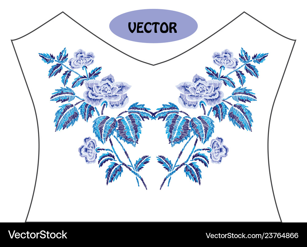 Embroidery floral bouquet Royalty Free Vector Image