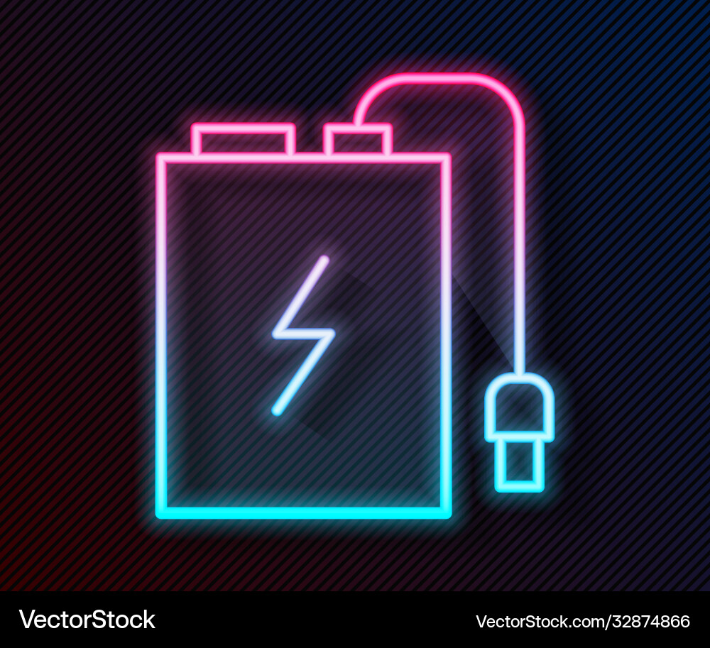 Glowing neon line power bank with different charge