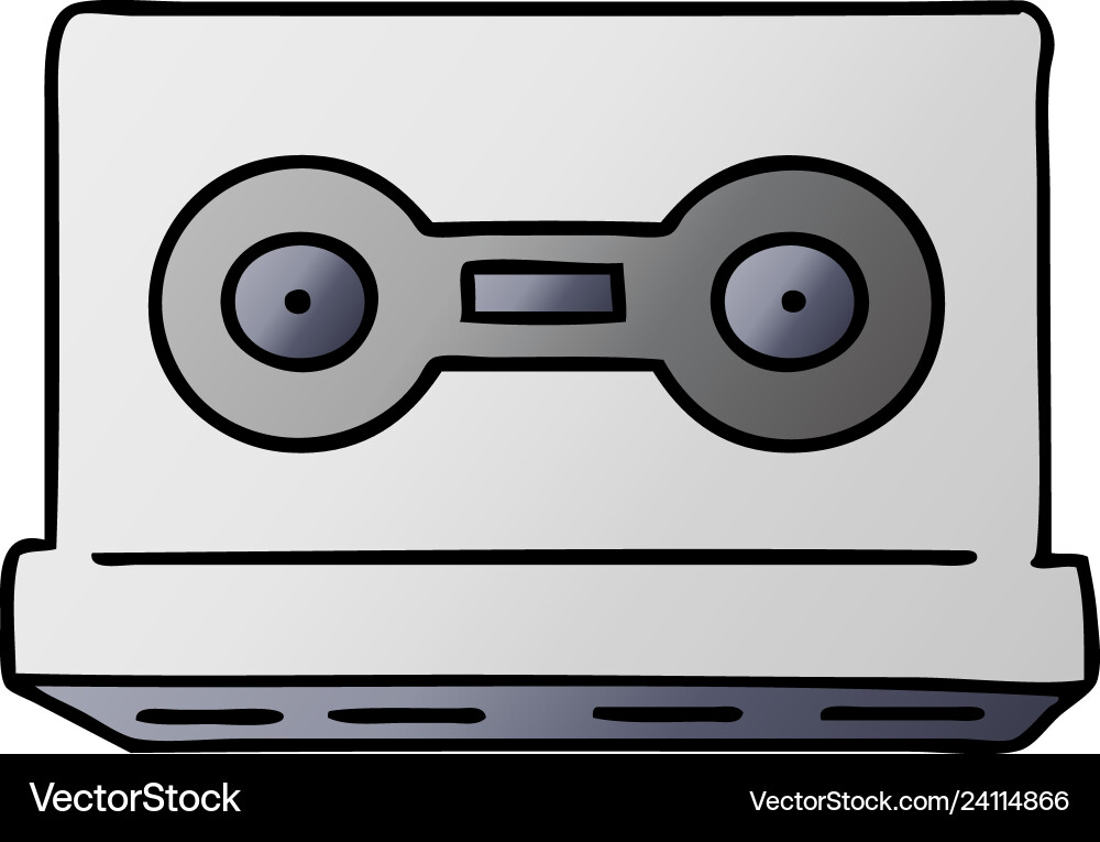 Gradient cartoon doodle of a cassette Royalty Free Vector