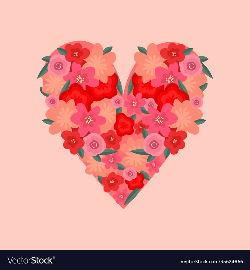 Happy valentine floral heart shapes Royalty Free Vector