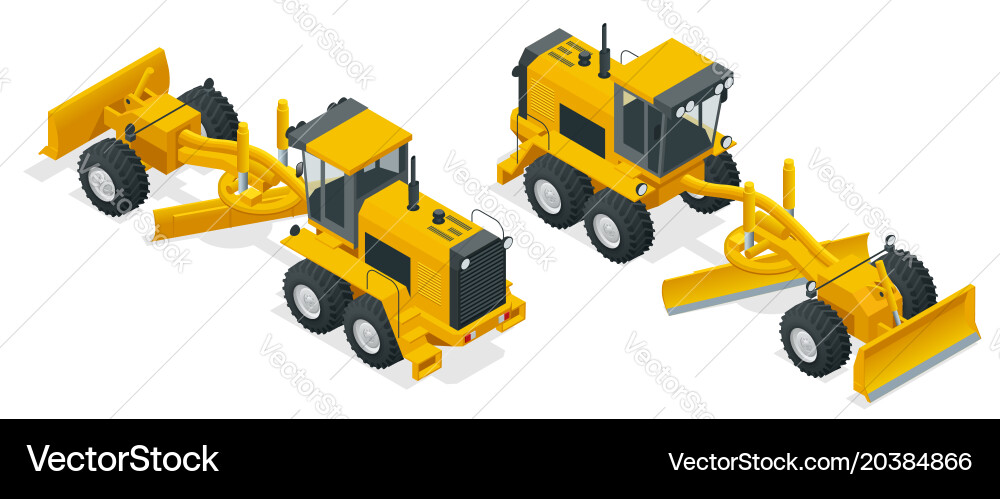 Isometric graders used in the construction Vector Image