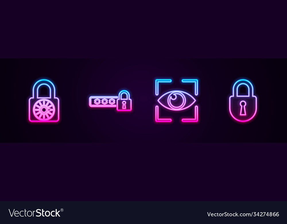 Set Line Safe Combination Lock Wheel Password Vector Image