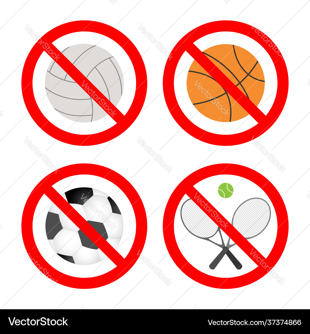 Set signs prohibited from playing football Vector Image