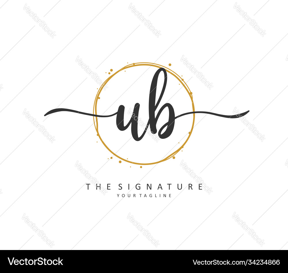 U b ub initial letter handwriting and signature Vector Image