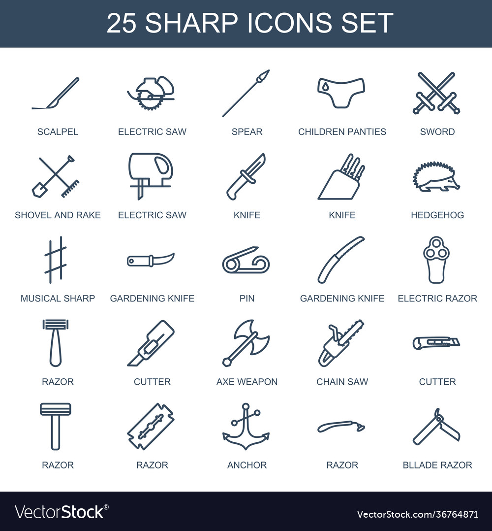 25 sharp icons Royalty Free Vector Image - VectorStock