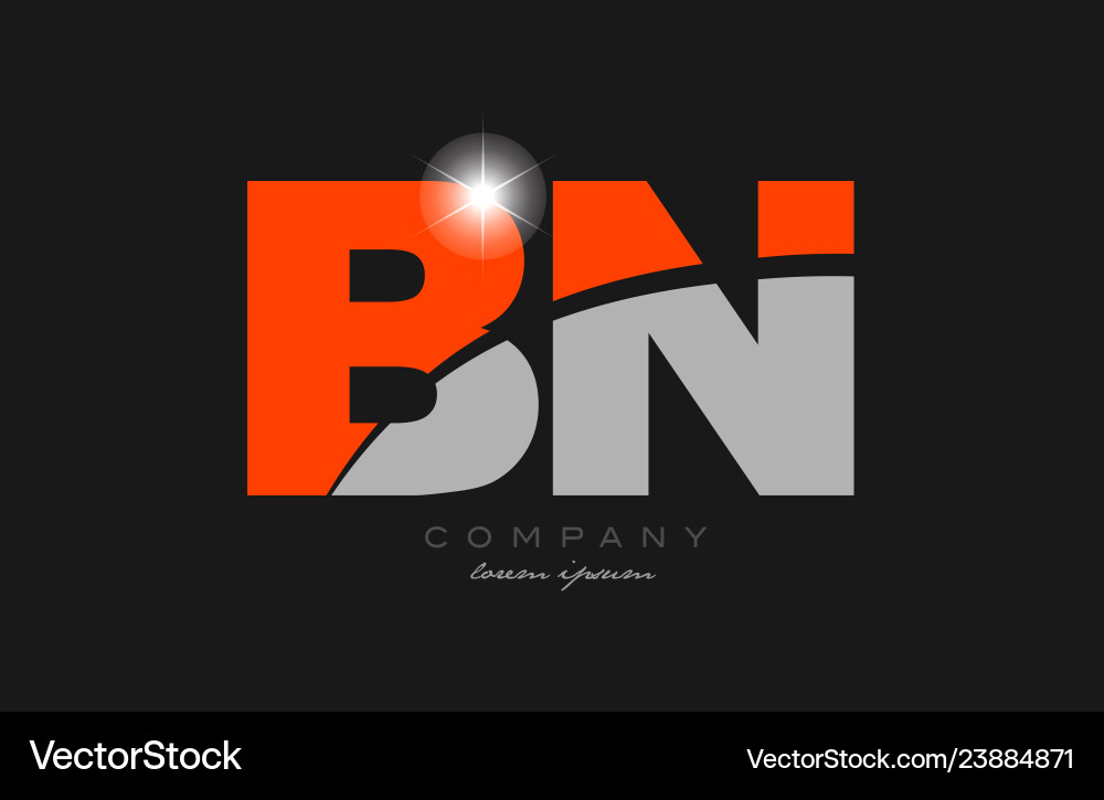 Combination letter bn b n in grey orange color Vector Image