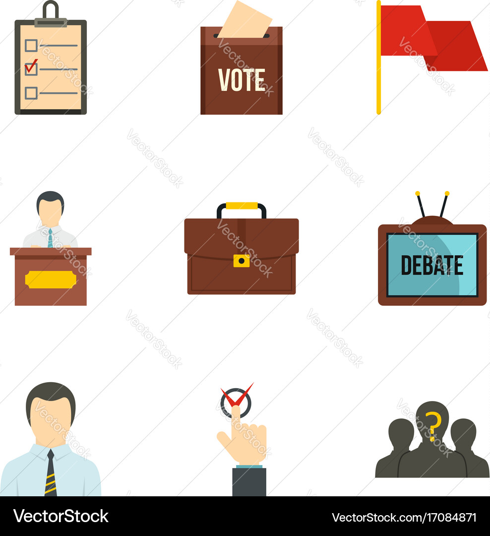 Consulting icons set flat style Royalty Free Vector Image