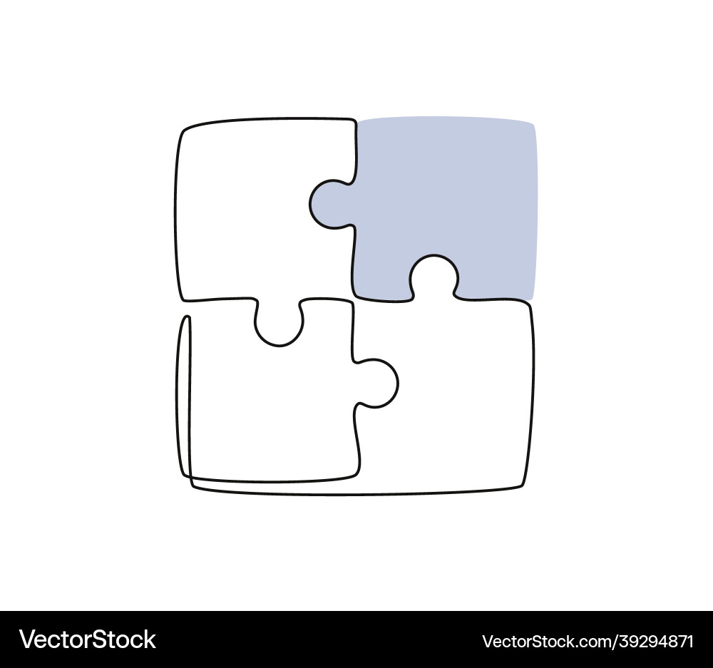 Continuous one line drawing of a joined pieces Vector Image