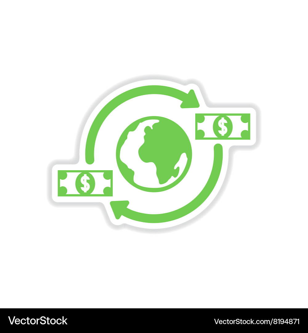 Paper sticker on white background earth money Vector Image
