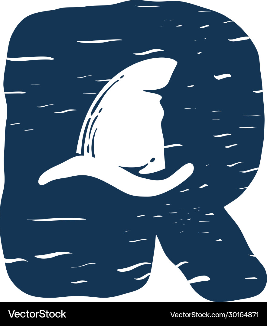 R letter logo with sharks fin Royalty Free Vector Image