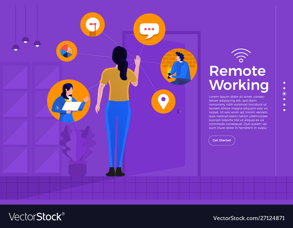Remote office working Royalty Free Vector Image