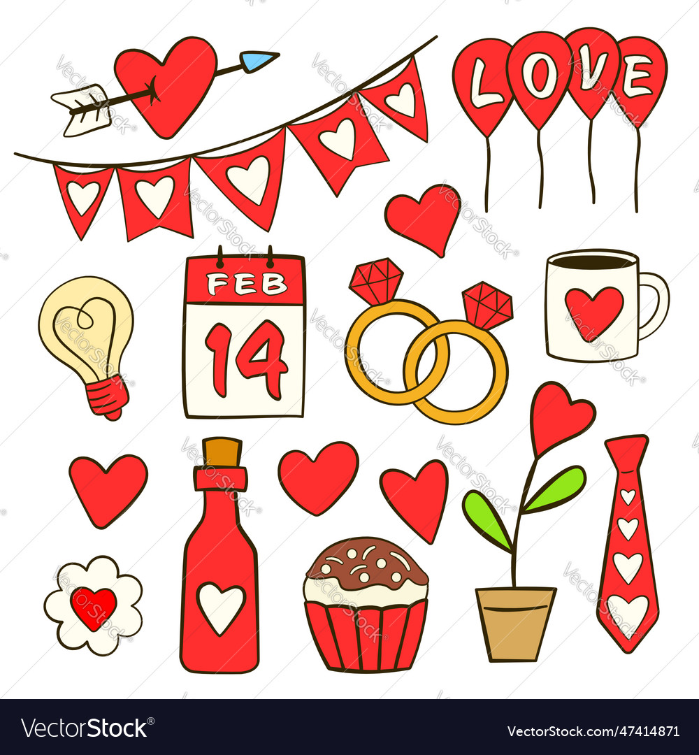 Set of valentines day icons Royalty Free Vector Image