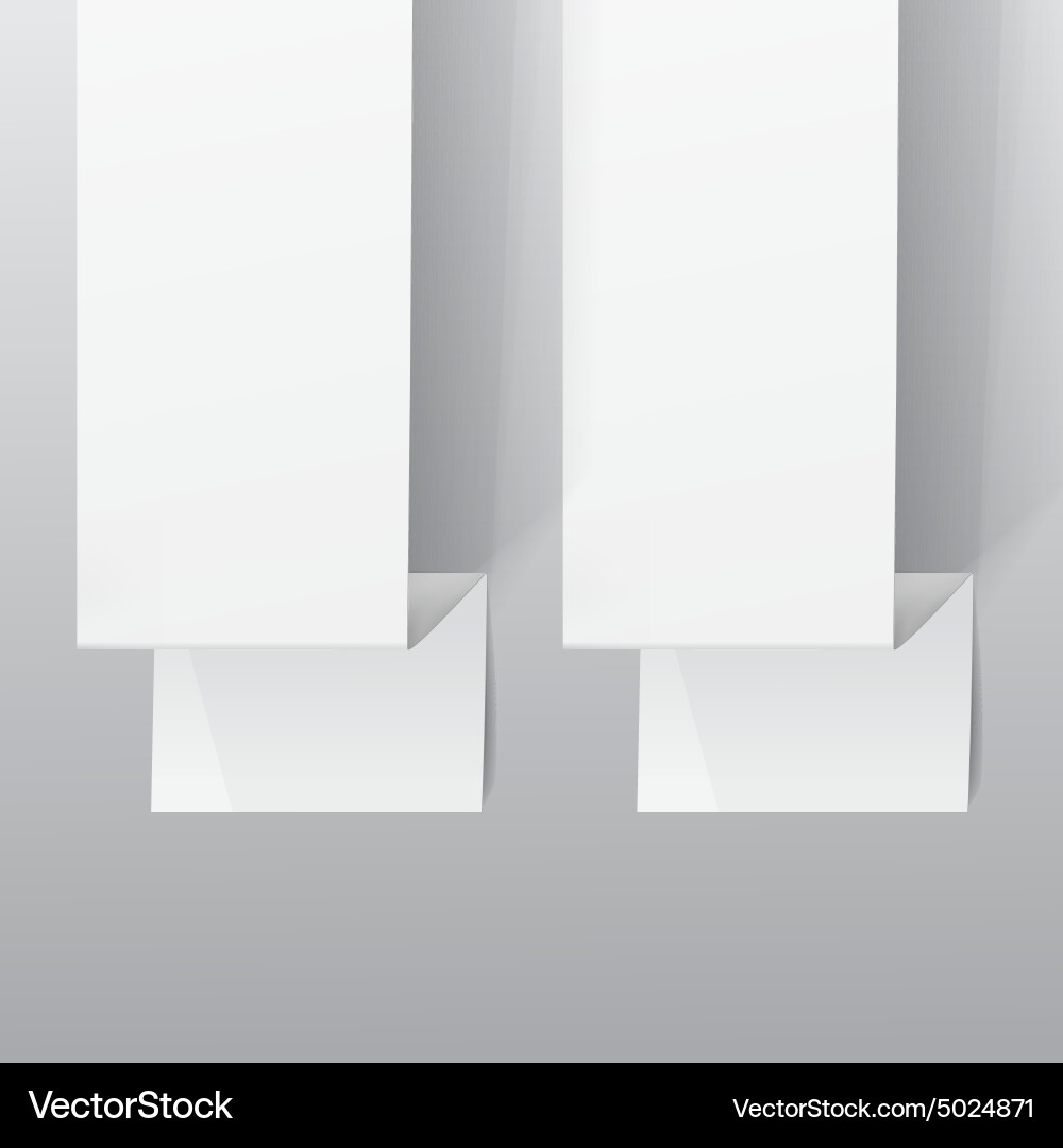 Two white sheets of paper on a grey background Vector Image