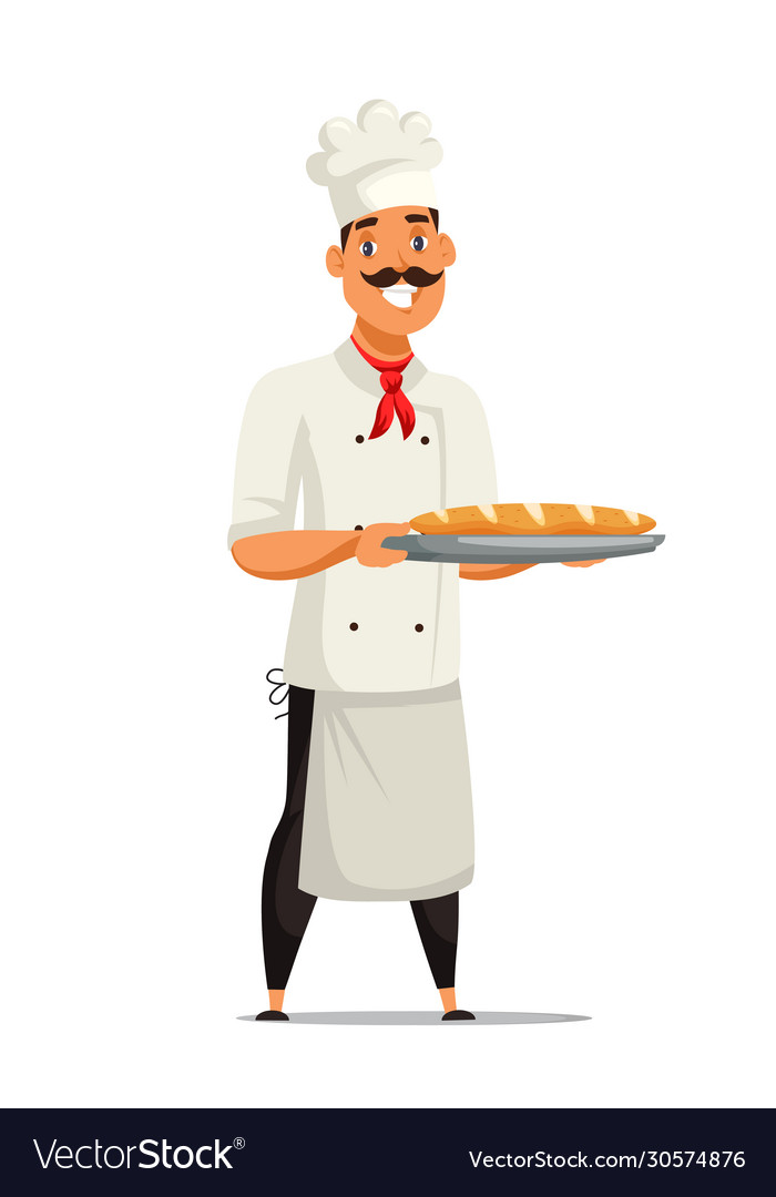 Cheerful baker flat Royalty Free Vector Image - VectorStock