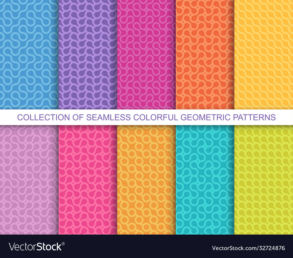Collection bright colorful seamless Royalty Free Vector