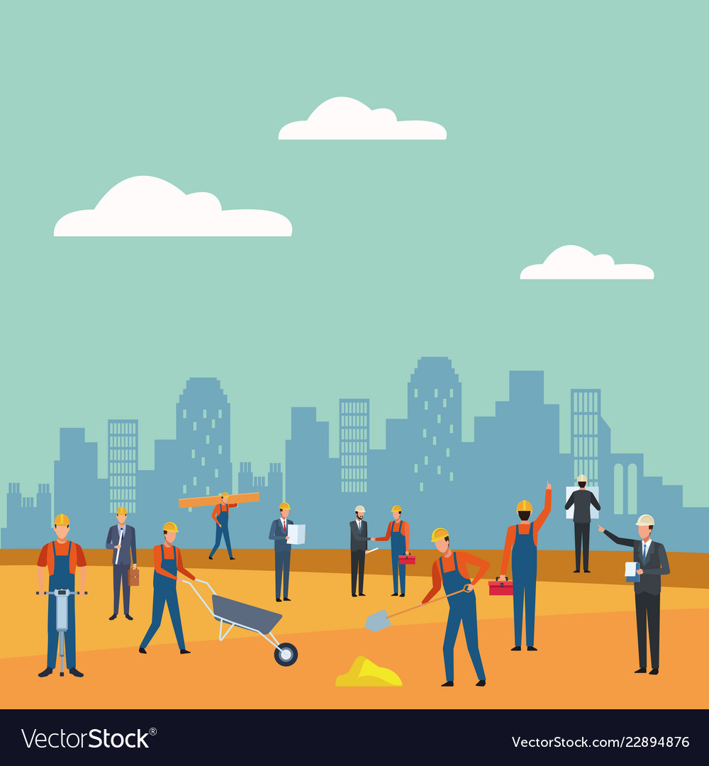 Construction worker and architect Royalty Free Vector Image