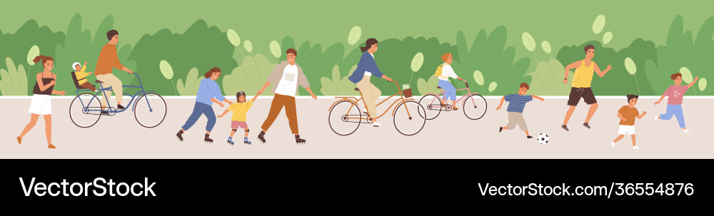Crowd happy people in public park lot Royalty Free Vector