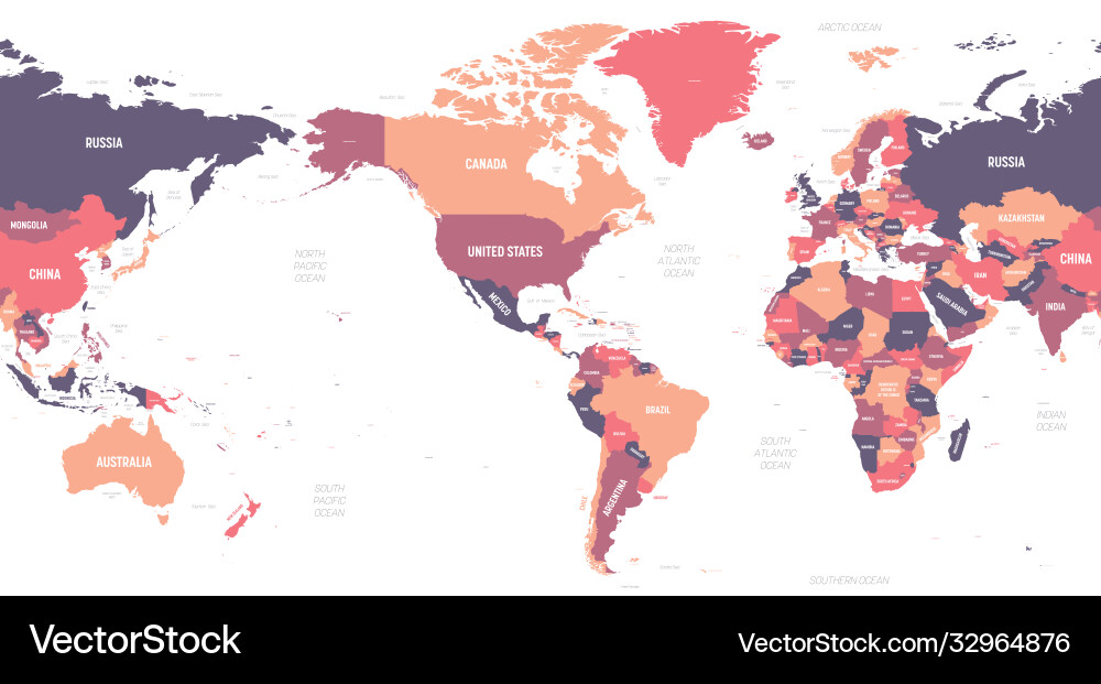Detailed World Map - Americas Royalty Free Vector Image