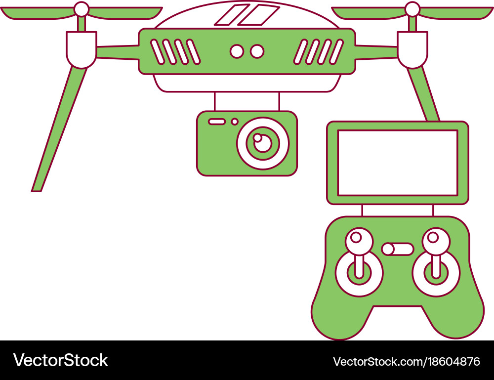 Drone with remote control device technologies Vector Image