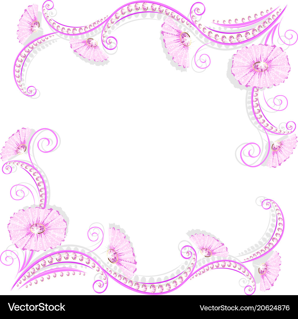Flower decoration frame with jewelry design Vector Image